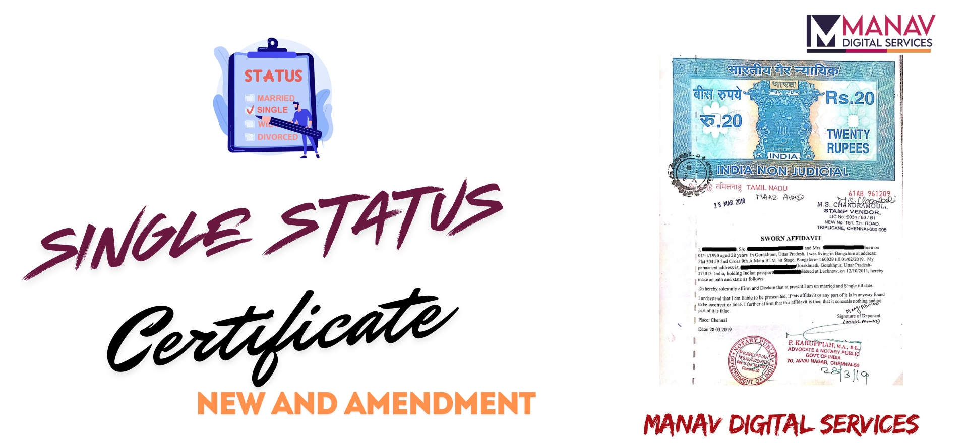 Single Status Certificate Attestation - Manav Digital Services